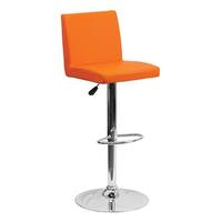 Offex Contemporary Orange Vinyl Adjustable Height Bar Stool with Chrome ...